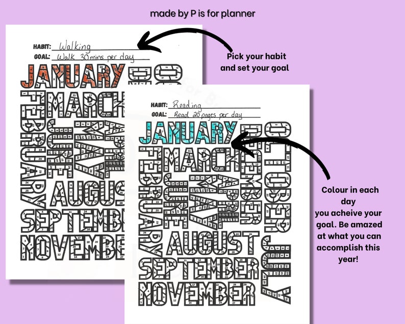 Habit Tracker Printable, Daily, Monthly, Yearly Tracker, 30 Day ...