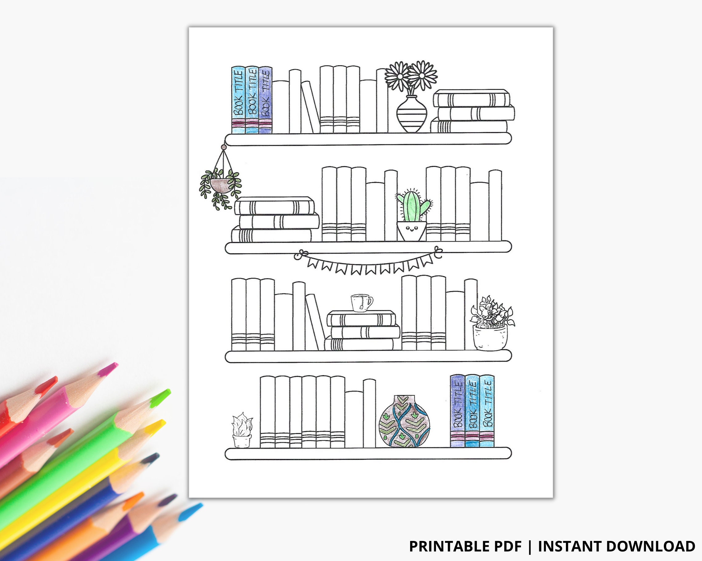 Bookshelf Reading Tracker Printable, Reading Challenge Bookshelf 52 ...