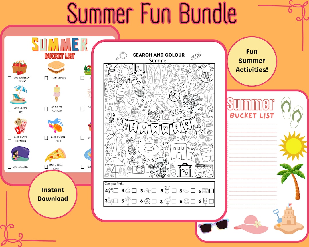 Summer Kids Activities, Printable Activity Bundle, Summertime Fun ...