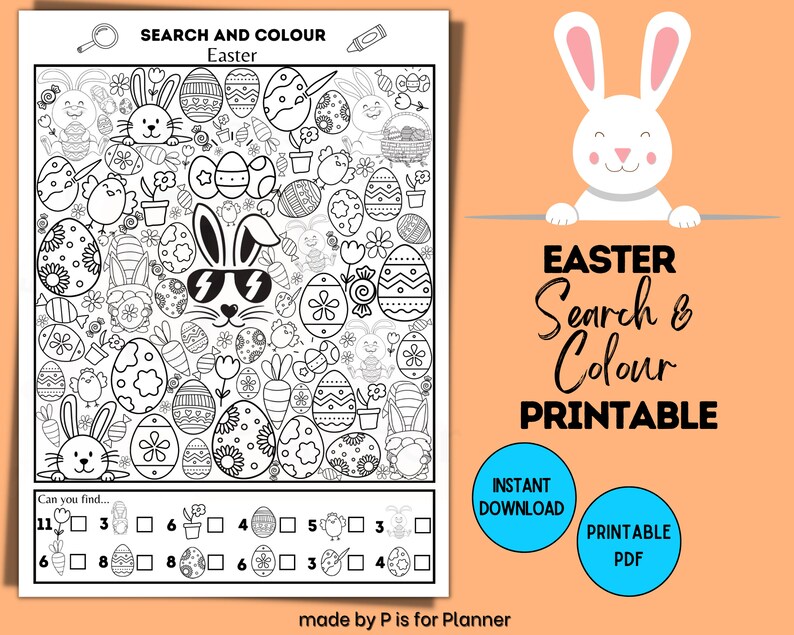Easter Search and Colour Printable I Spy Easter Colouring - Etsy
