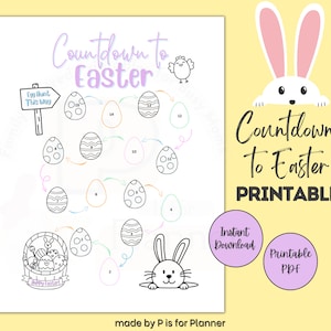 Easter Countdown Printable Activity, Easter Colouring Page, Easter Game ...