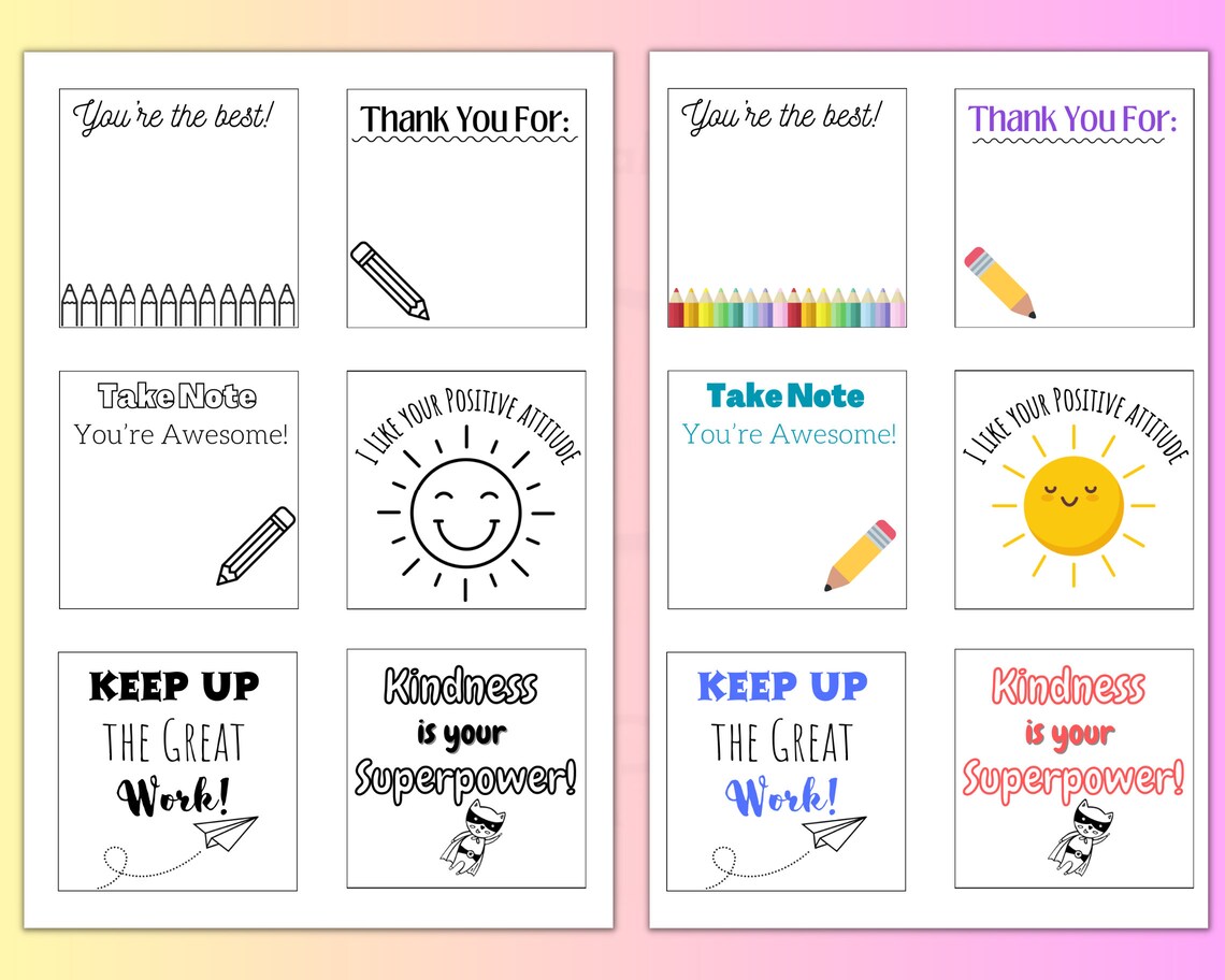 Motivational Sticky Notes for Kids, Printable Sticky Notes, Adhesive ...