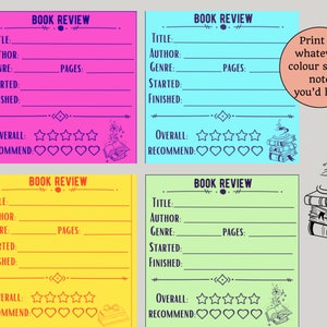 Book Review Sticky Notes, Printable Sticky Note Template, Book Review ...