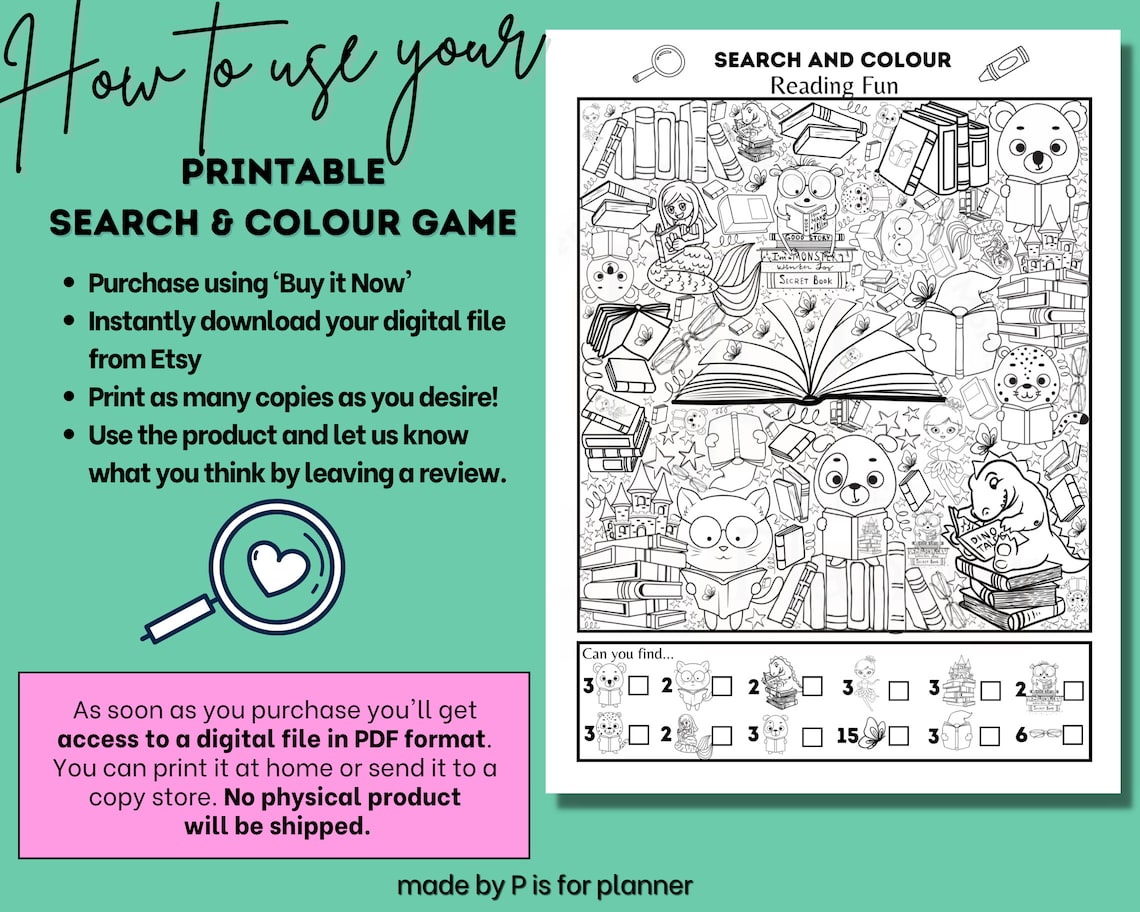 Search and Colour Printable Activity, I Spy Game, Reading Colouring ...