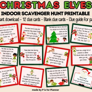 Christmas Elves Scavenger Hunt for Kids, Indoor Holiday Treasure Hunt ...