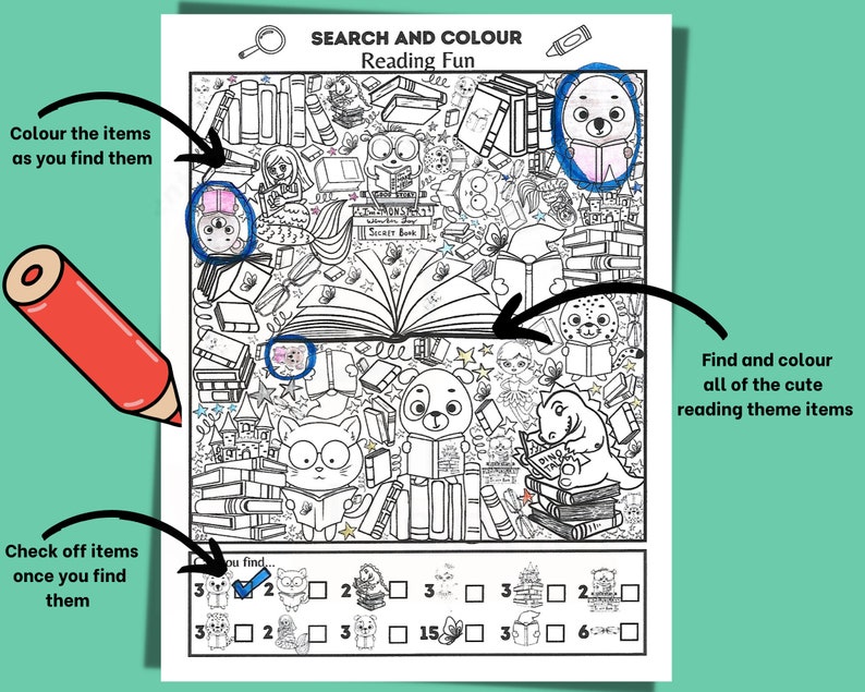 Search and Colour Printable Activity, I Spy Game, Reading Colouring ...