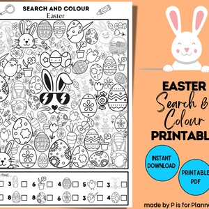 Easter Search and Colour Printable, I Spy Easter Game, Colouring Page ...