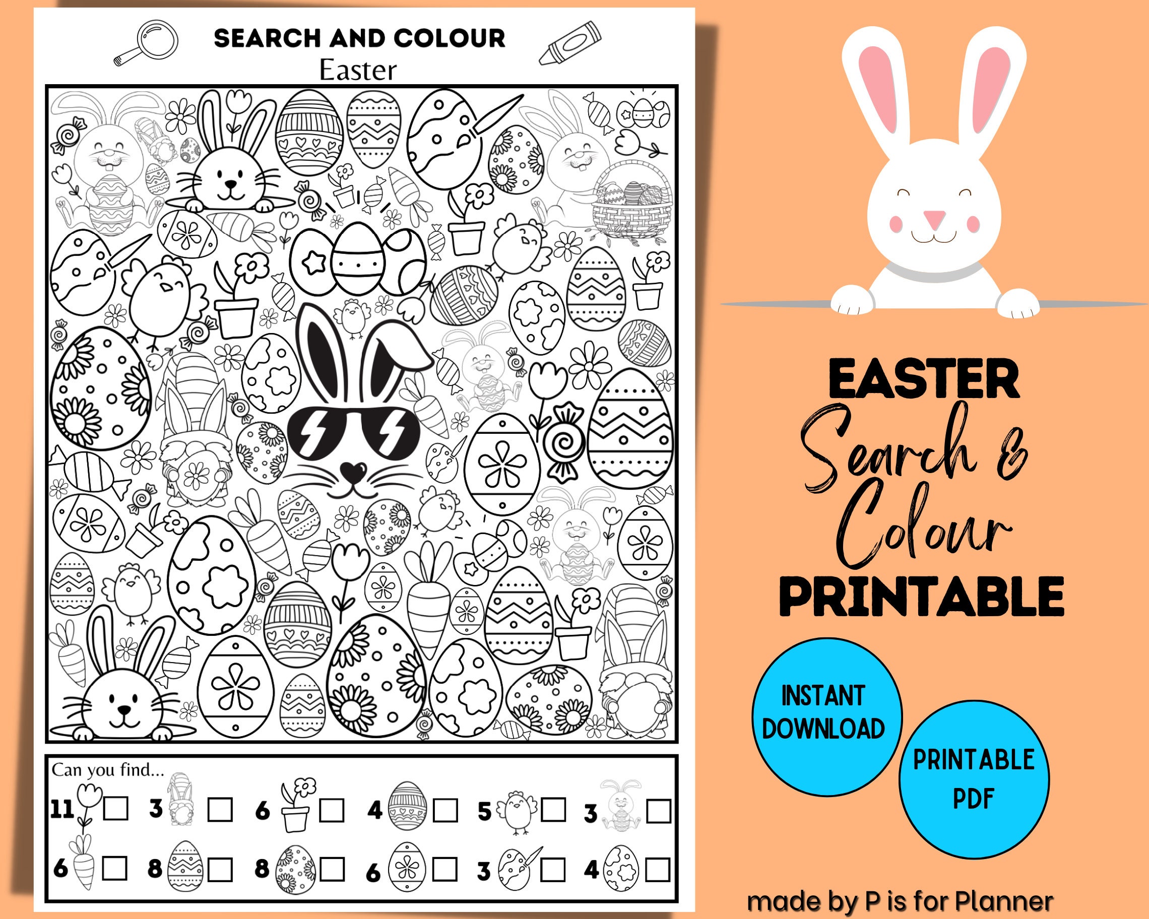 Easter Search and Colour Printable, I Spy Easter Game, Colouring Page ...
