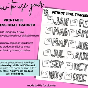 Printable Fitness Goal Tracker, Daily Workout Tracker, Monthly Weight ...