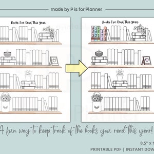 Book Tracker Printable Bookshelf Reading Log Planner Insert Plant Theme ...