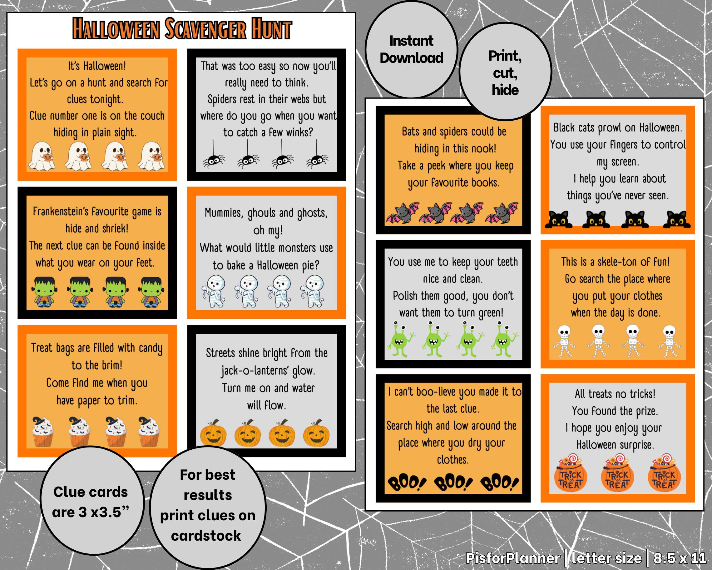 Halloween Scavenger Hunt for Kids, Indoor Treasure Hunt, Halloween ...