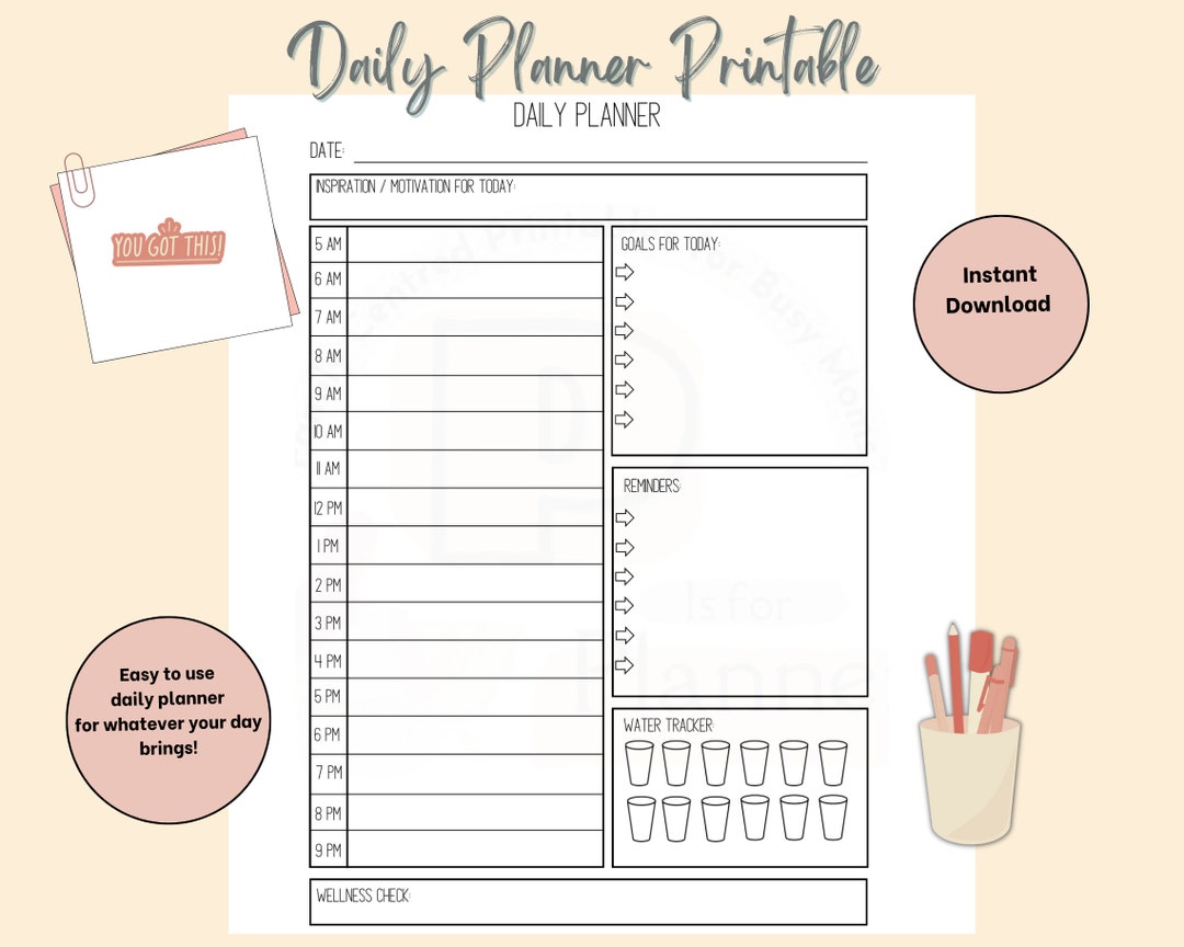 Undated Daily Hourly Planner, Day Plan & Task Tracker, 5am Daily ...