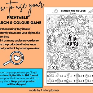Easter Search and Colour Printable, I Spy Easter Game, Colouring Page ...