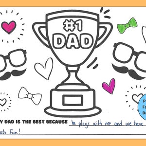 Father’s Day Colouring Page Printable, Gift for Dad, Fill in the Blank ...