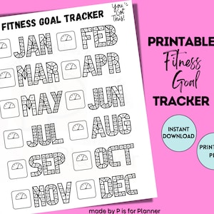 Printable Fitness Goal Tracker, Daily Workout Tracker, Monthly Weight ...
