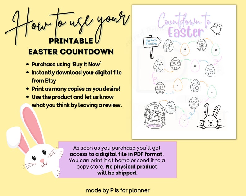 Easter Countdown Printable Activity, Easter Colouring Page, Easter Game ...