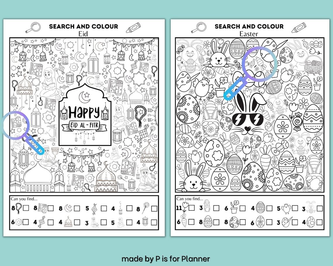 Search and Color Game Bundle, Printable Seek and Find Hidden Objects ...