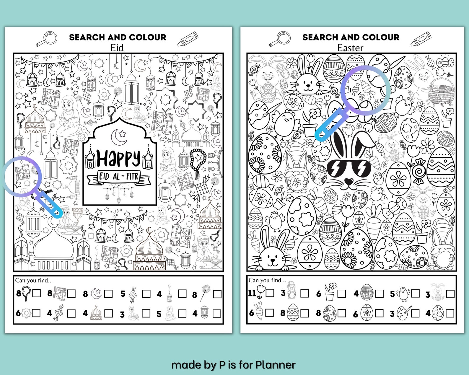 Search and Color Game Bundle, Printable Seek and Find Hidden Objects ...