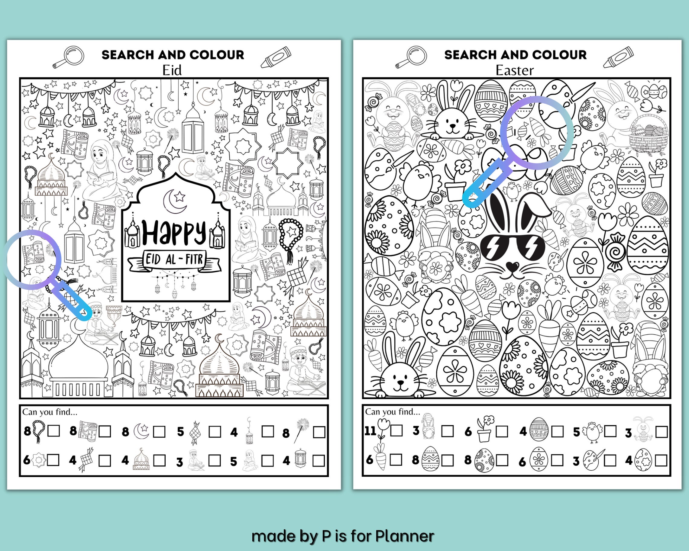 Search and Color Game Bundle, Printable Seek and Find Hidden Objects ...