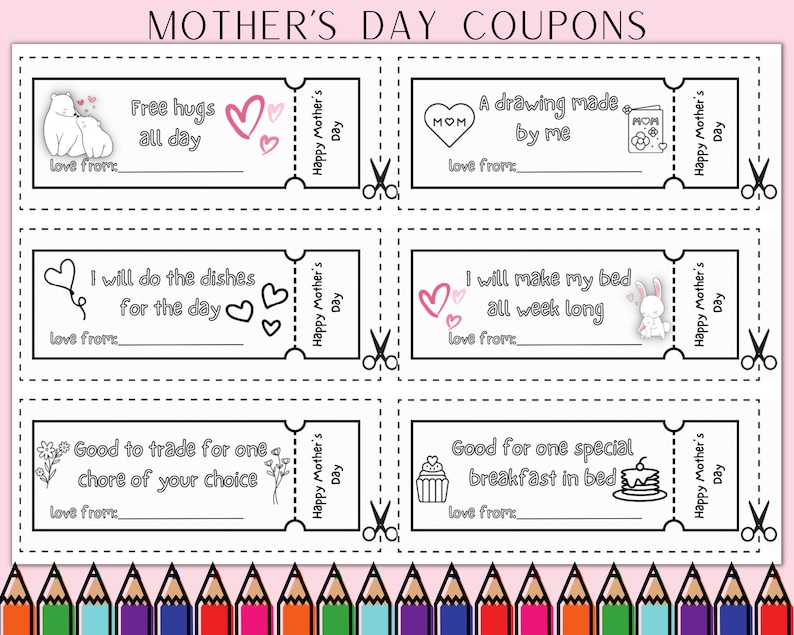Mother’s Day Printable Coupon Book, Gift for Mom - Etsy