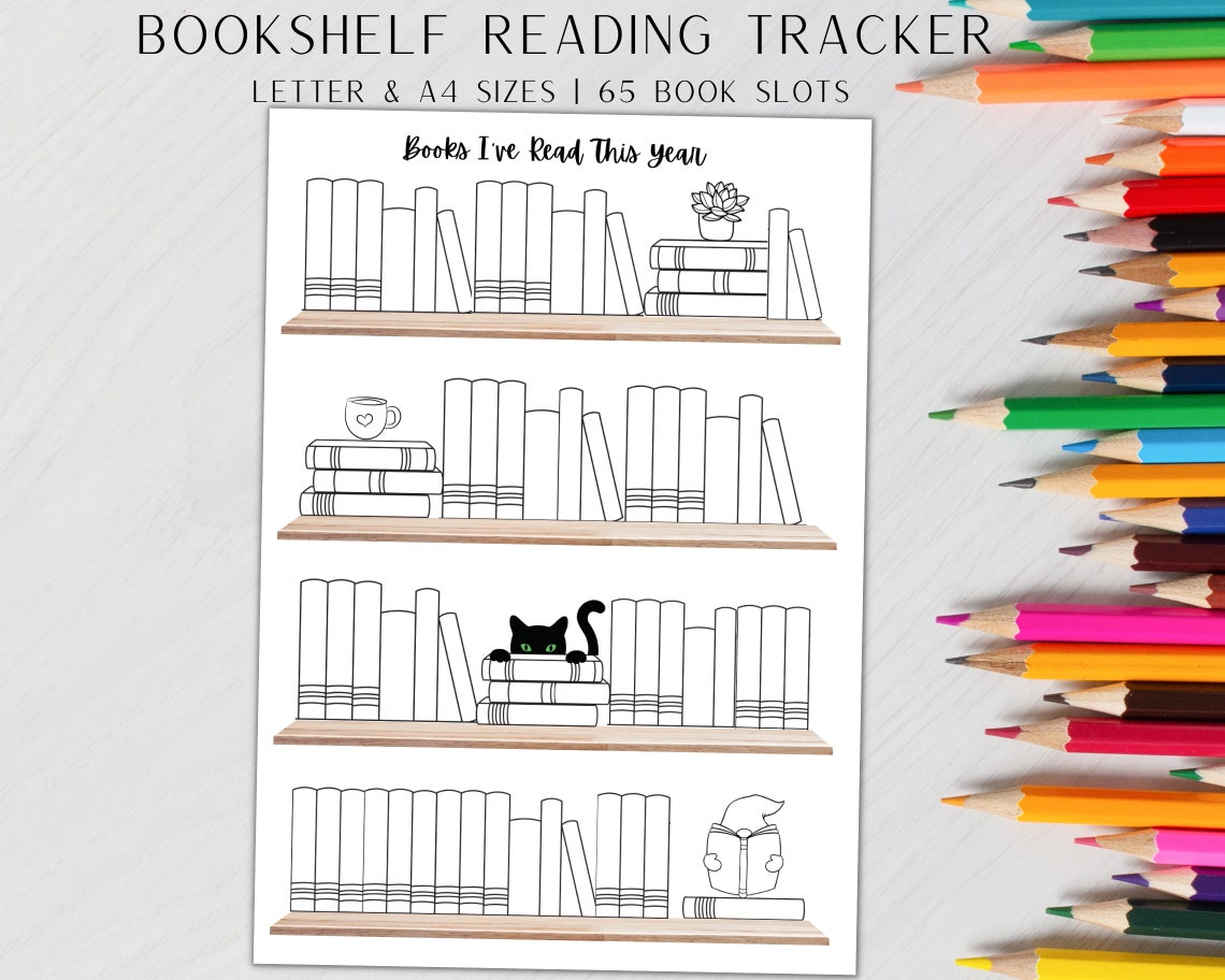 Reading Tracker Printable, Bookshelf Reading Log, Book Tracker, Book ...