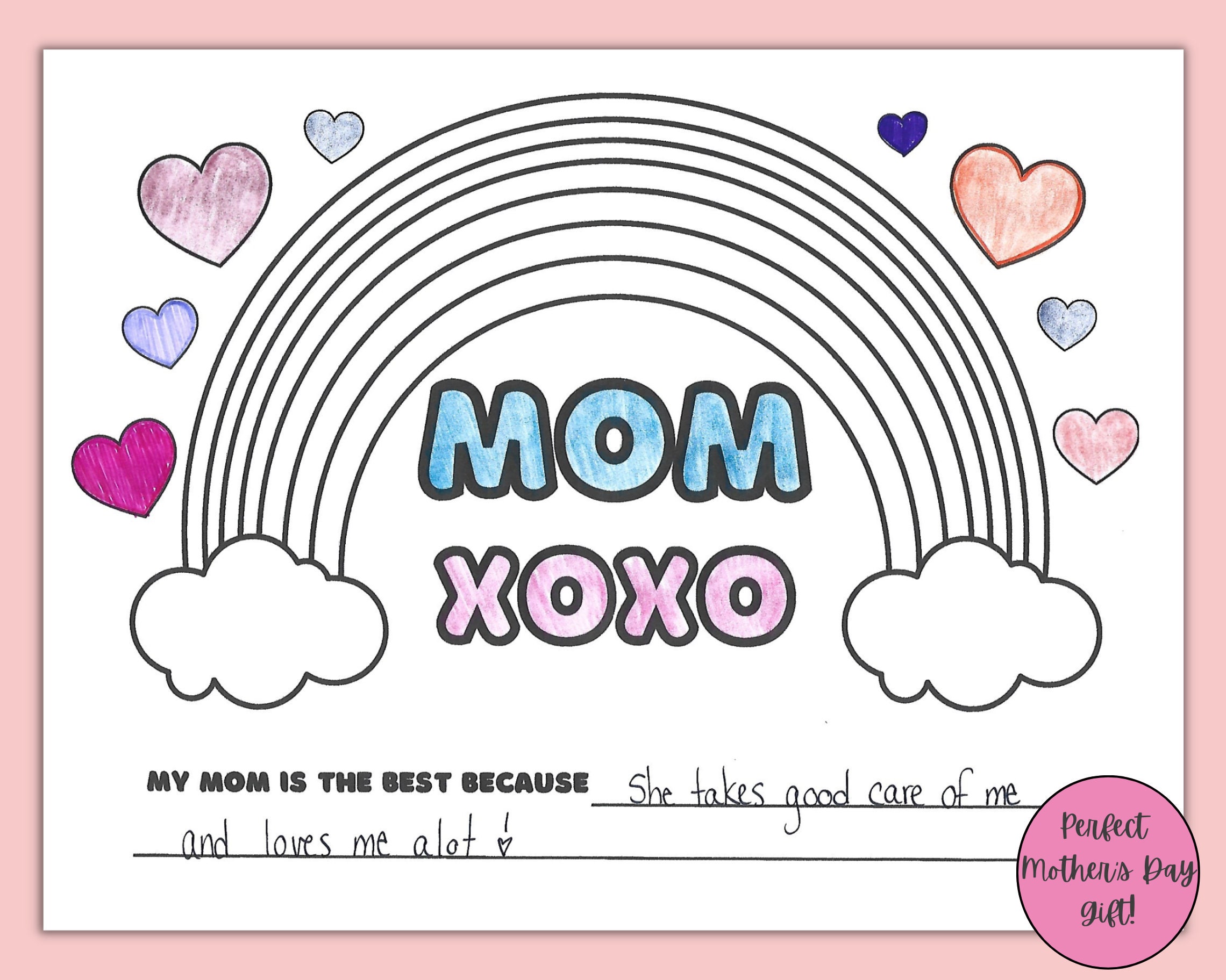 Mothers Day Colouring Page Printable Gift for Mom Fill in the Blank ...