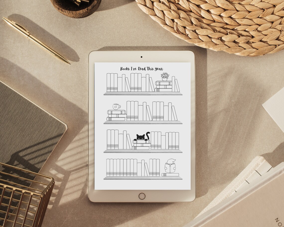 Bookshelf Reading Tracker Printable, Yearly Reading Challenge, Books I ...