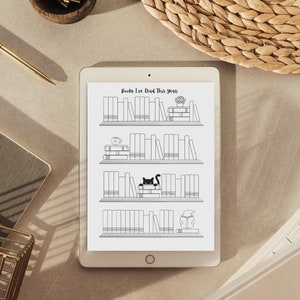 Bookshelf Reading Tracker Printable, Yearly Reading Challenge, Books I ...
