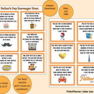 Father’s Day Scavenger Hunt Clues, Indoor Outdoor Treasure Hunt for Dad ...