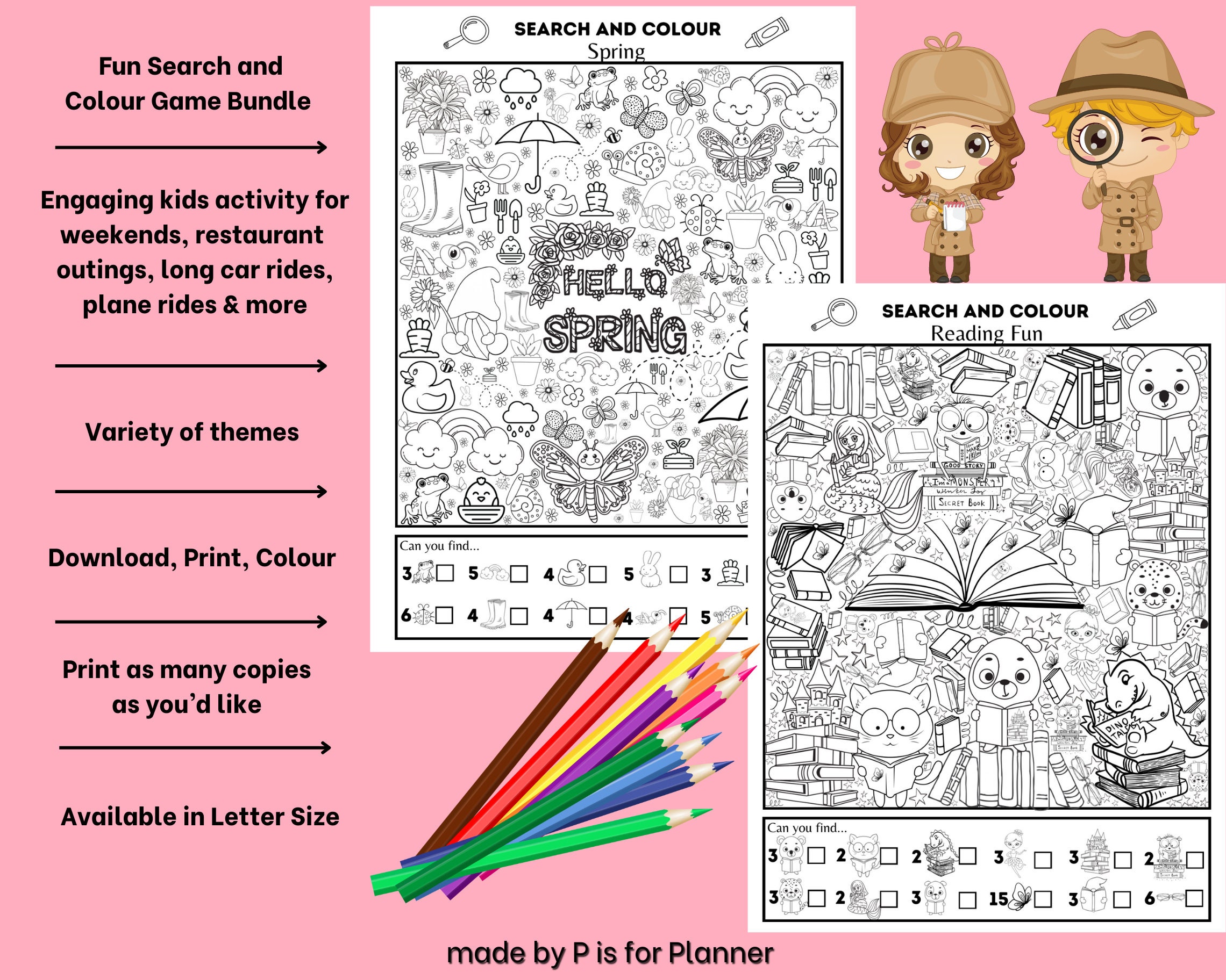 Search and Colour Printable Game Bundle, Seek and Find Kids Activity ...