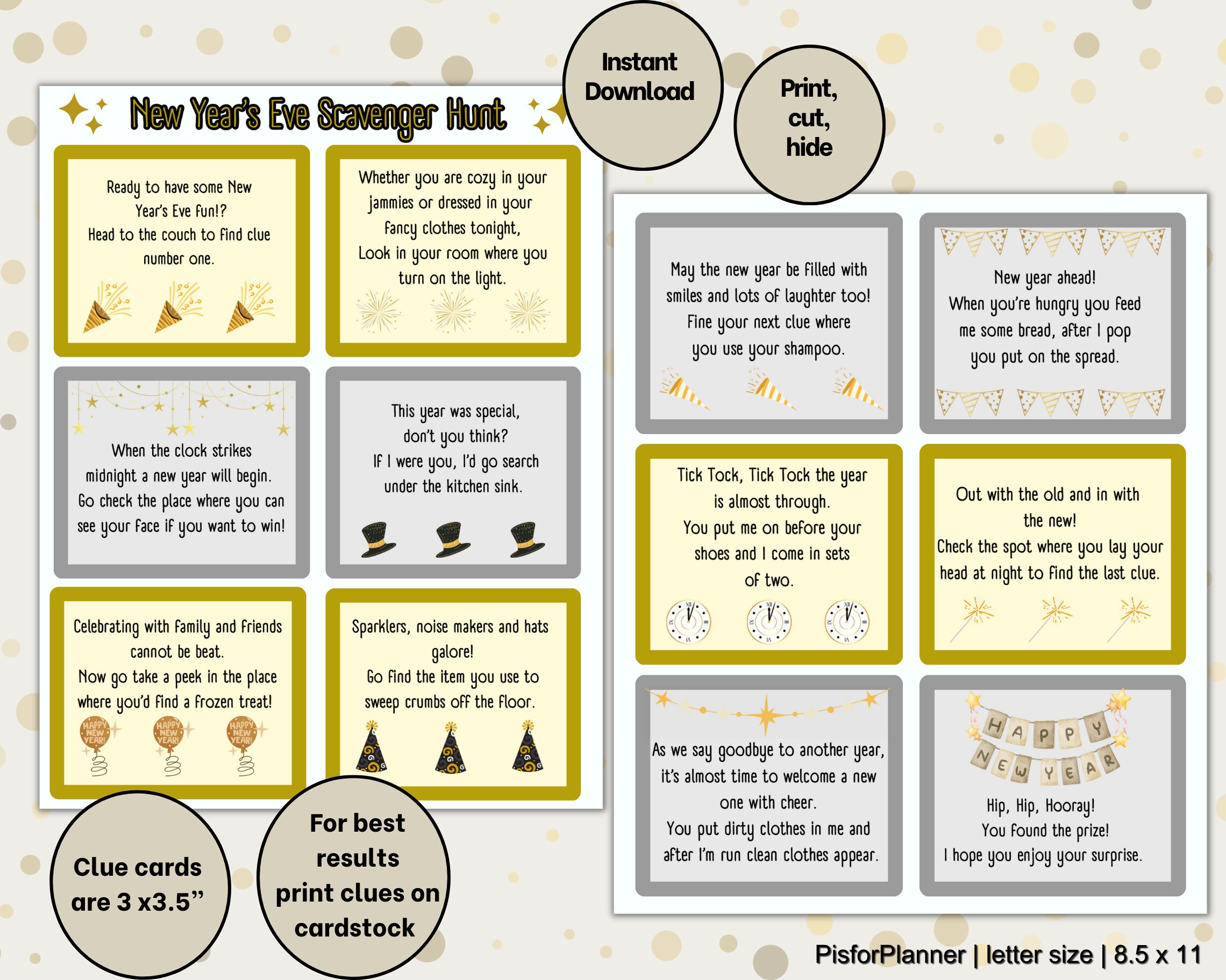 New Years Eve Scavenger Hunt for Kids, Indoor Holiday Treasure Hunt ...