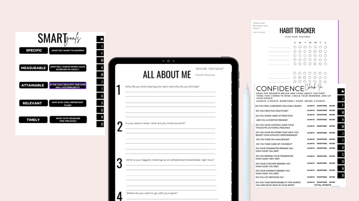 Athlete Mental Skills Worksheets, Confidence, Affirmations, Self Help ...