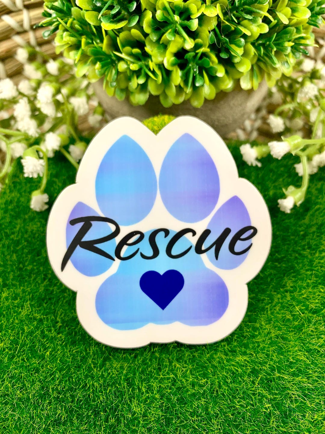 Rescue Dog Paw Waterproof Vinyl Sticker - Etsy