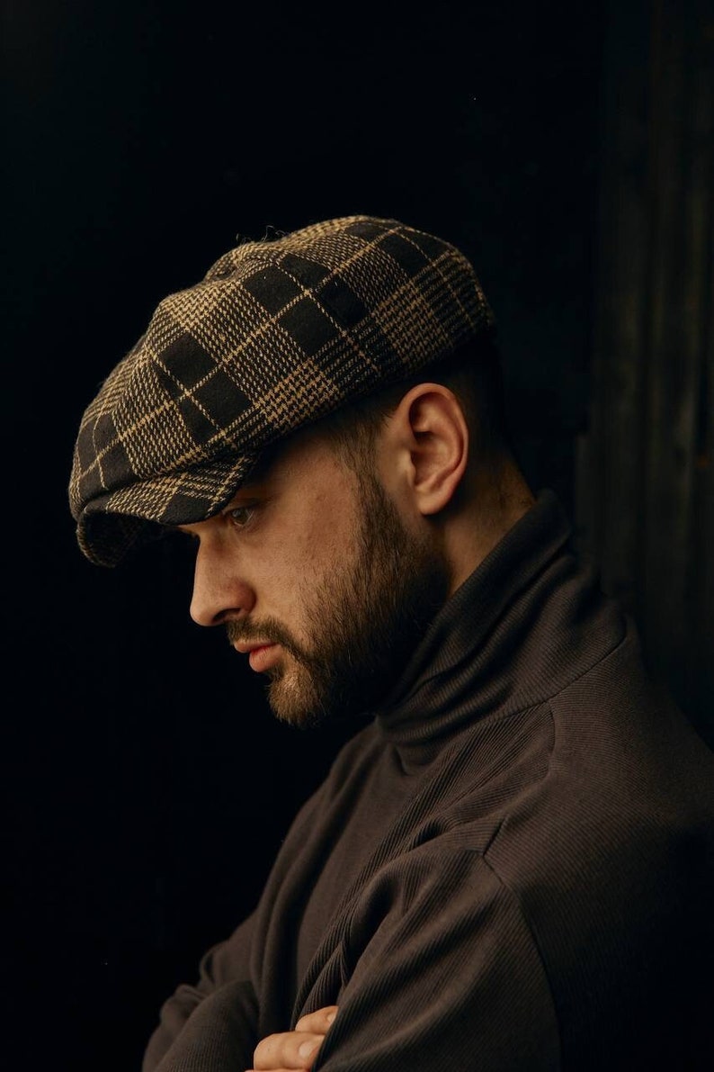 Black Cage Cap Hooligan Bandit Hat Wool Newsboy Cap Peaky - Etsy