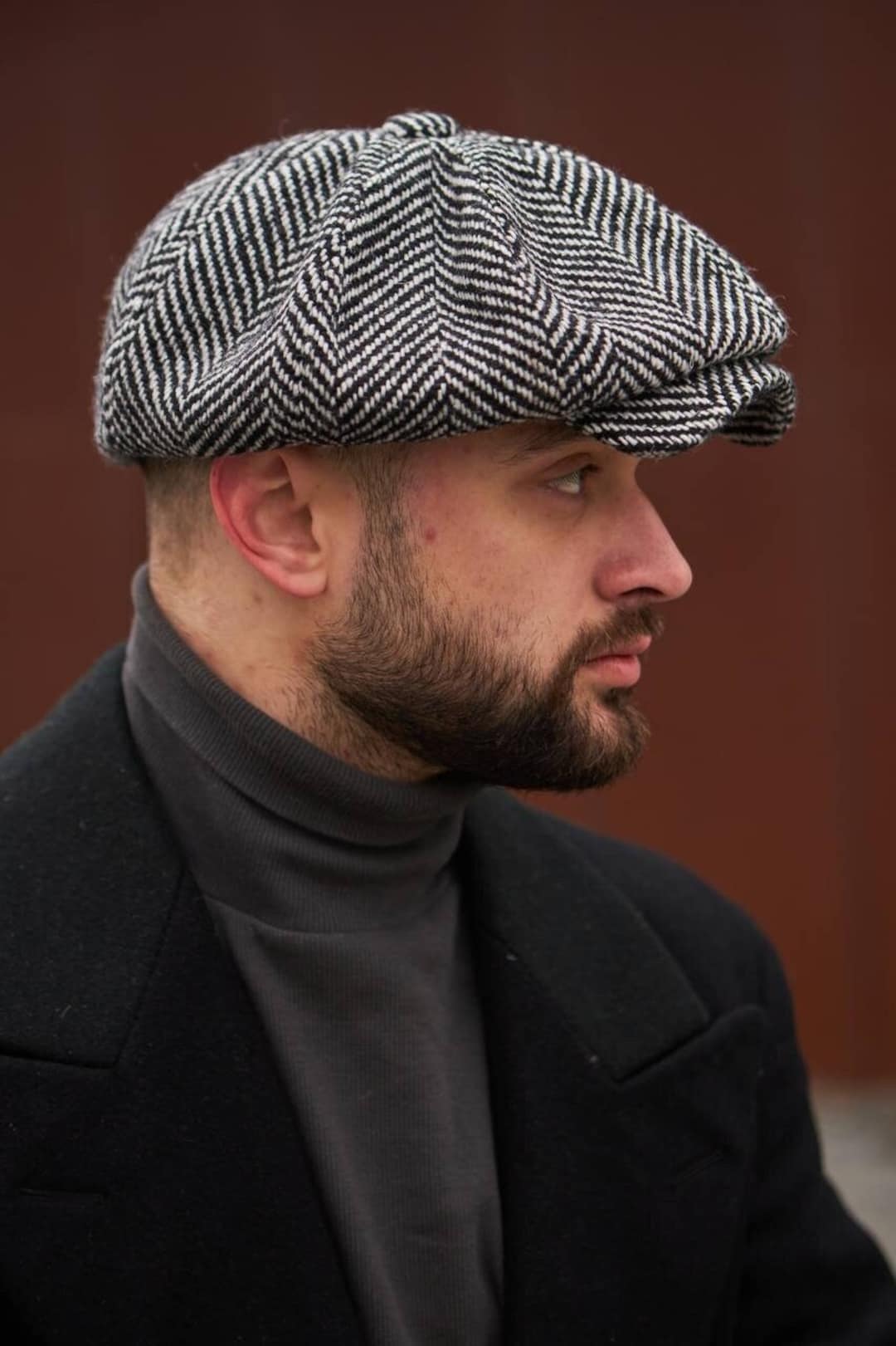 Herringbone Wool Hat, Wool Newsboy Cap, Peaky Blinders Hat, Baker Boy 8 ...