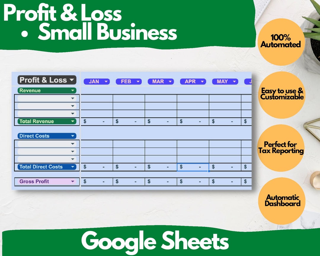 Profit and Loss Spreadsheet Income and Expense Google Sheet Template ...