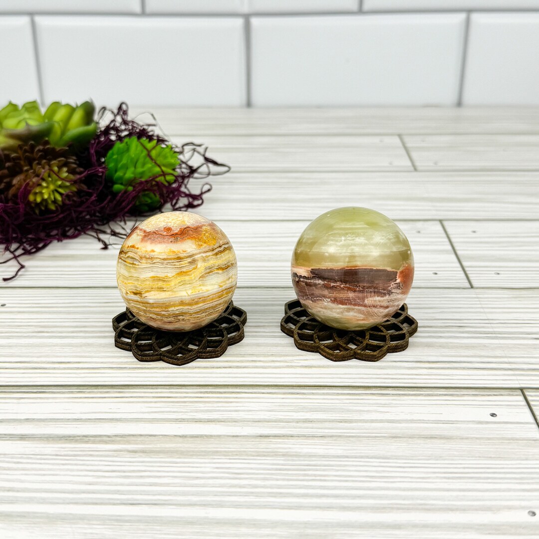 1.8" Banded Calcite Sphere With Stand, Natural Crystal Home Decor, Gift ...