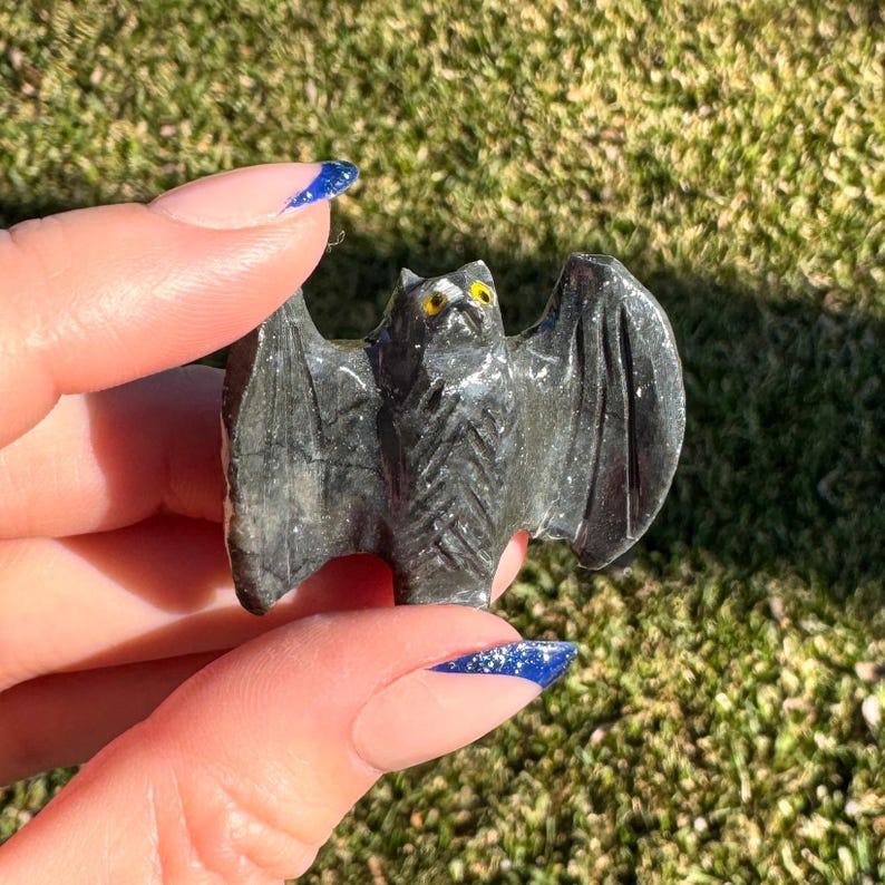 Soapstone Bat Carving, Small Soapstone Animal Figurines, Natural ...