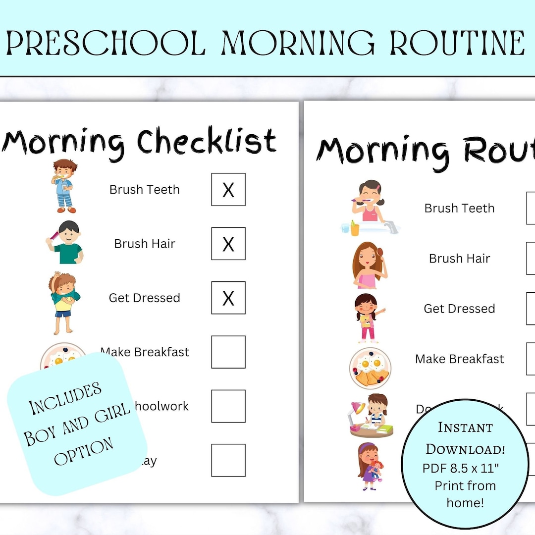 Preschool Morning Routine Checklist Toddler Morning Routine - Etsy