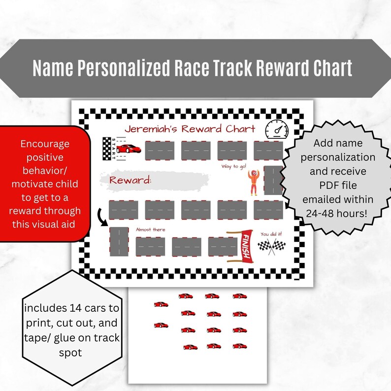 Printable Car Reward Chart Personalized Cars Kids Behavior - Etsy