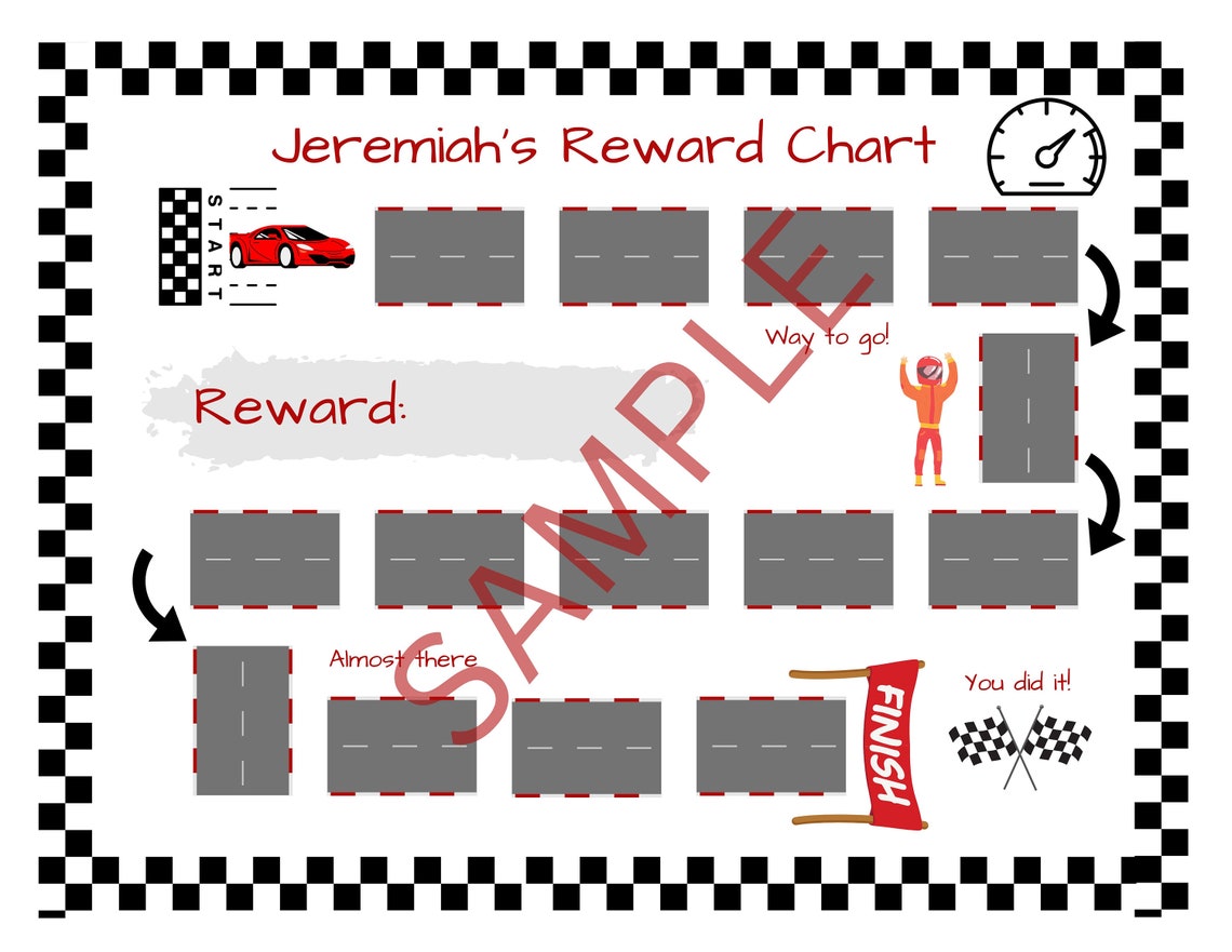 Printable Car Reward Chart Personalized Cars Kids Behavior Chart ...