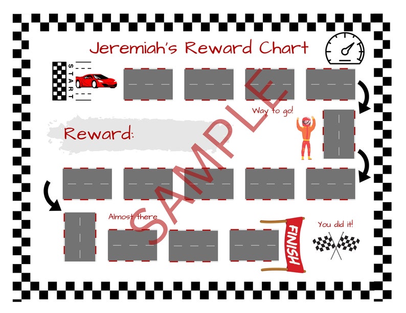 Printable Car Reward Chart Personalized Cars Kids Behavior - Etsy
