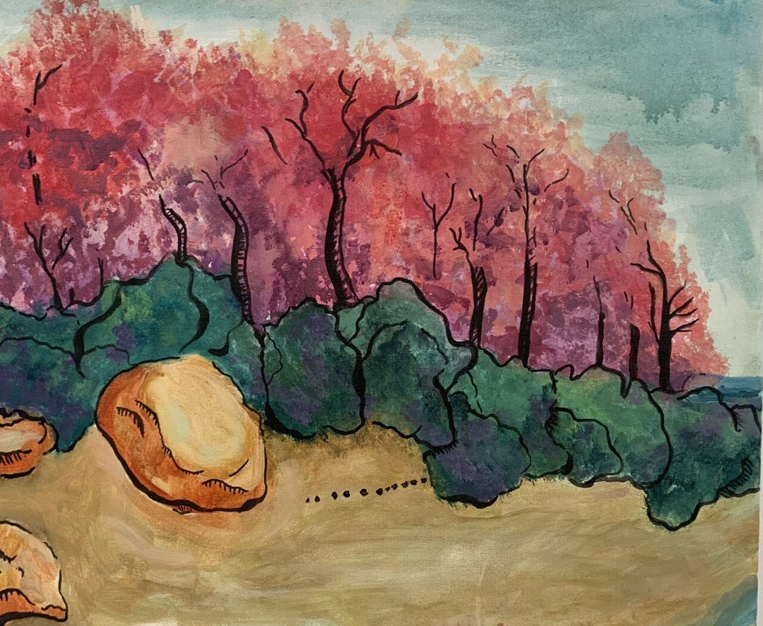 Shoreline Acrylic Painting: Raccoon State Park Landscape, 24x20 - Etsy