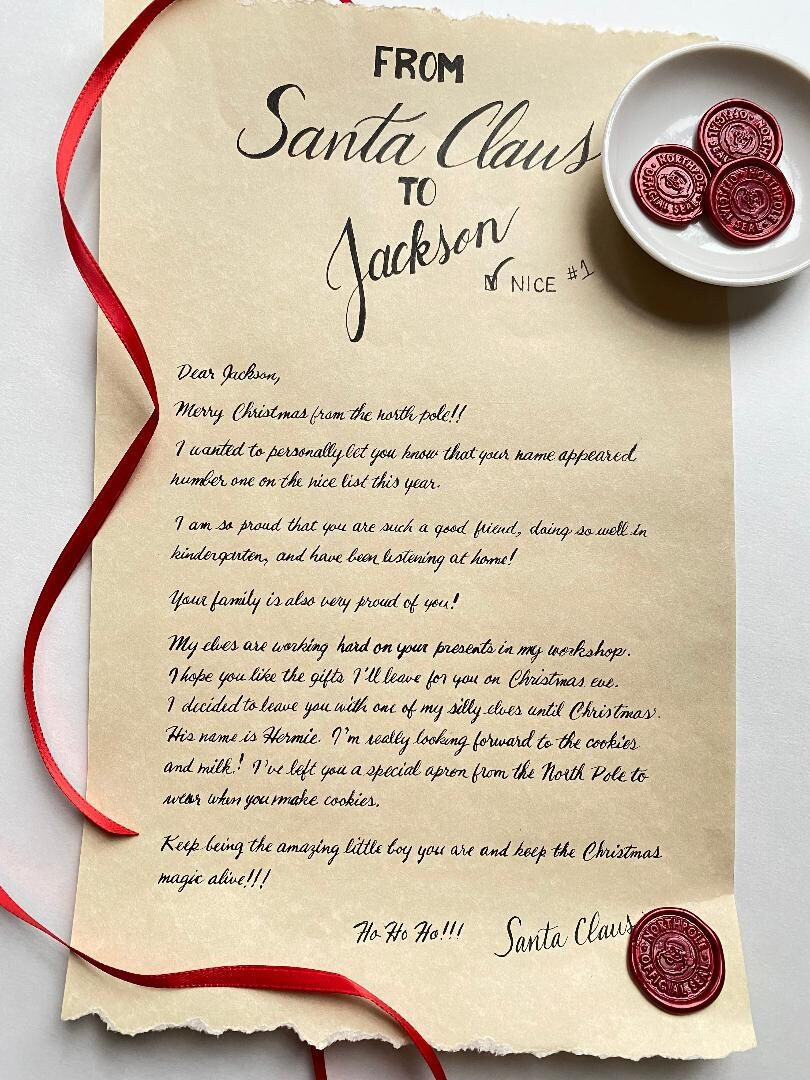 Handwritten Letter From Santa, Personalized Letter From Santa ...