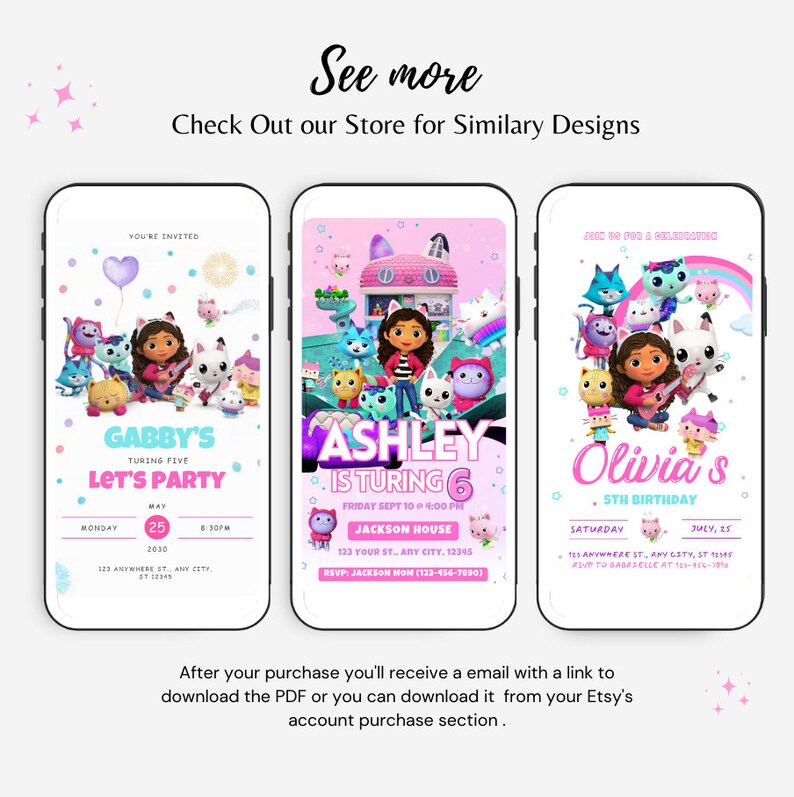 Gabbys Dollhouse Birthday Party Invitation Digital Download Gabby Party