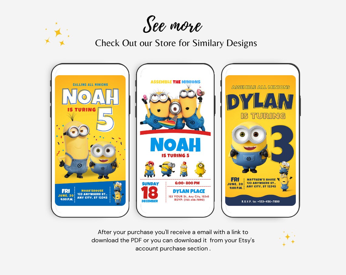 Minions Invitation Template Minions Party Invitation Kids Digital ...