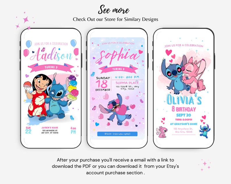 Lilo Stitch Birthday Invitation Stitch Party Stitch Party Invite Girl ...