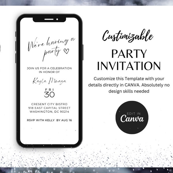 Stylish Party Invitation, Electronic Birthday Invitation, Text Message ...