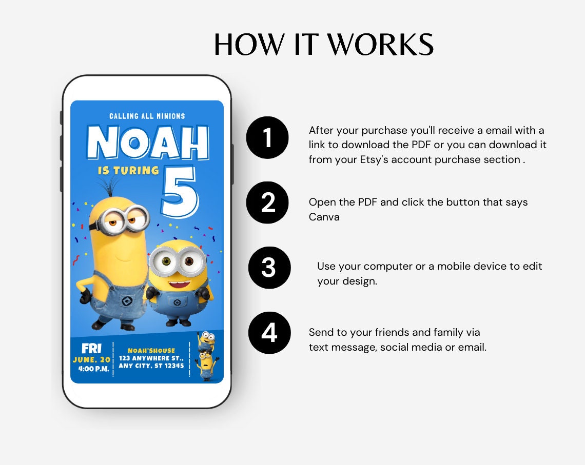 Minions Invitation Template Minions Party Invitation Kids - Etsy