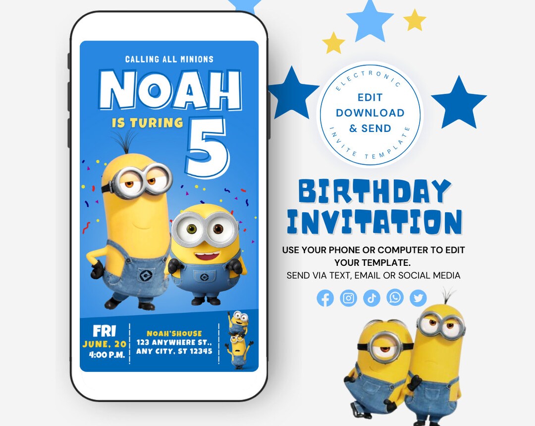 Minions Invitation Template Minions Party Invitation Kids - Etsy